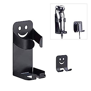 Electric Razor Holder Wall Mounted Self Adhesive Razor Hanger, Stainless Steel Electric Shaver Holder Utility Storage Electric Shaver Bathroom Shower Storage Organizer,Gift for Men,Dad,Grandpa,Black