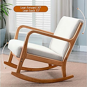 HXFAAFXH Rocking Chair Nursery,Wooden Rocking Chairs,Upholstered Glider Chair with High Backrest Armchair Chair,Modern Rocker Chairs for Living Room Bedroom Offices (Color : Green, Size : 65x78x71cm)