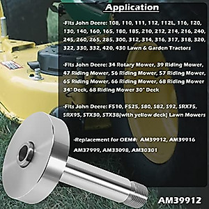 Sunluway Blade Spindle AM39912 Deck Drive Spindle Shaft for John Deere F510 F525 SRX75 SRX95 STX30 STX38 Lawn Mowers Garden Tractors Replaces AM39916, AM33098, AM30301, AM37999