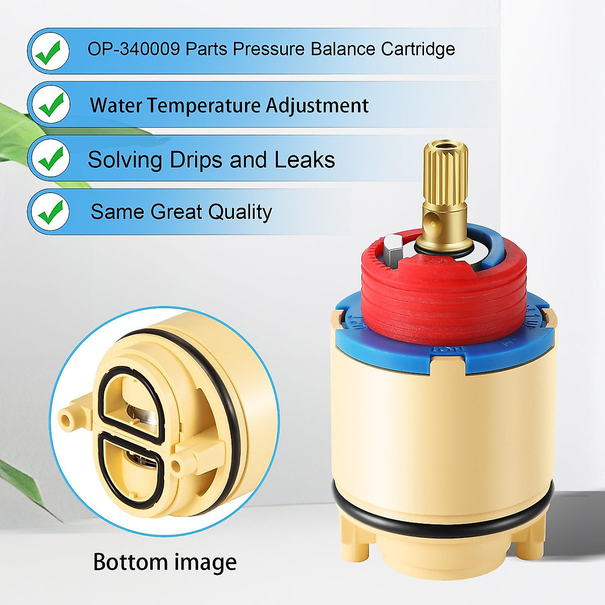 OP-340009 Pressure Balance Ceramic Cartridge, Shower Cartridge Replacement, for Tub/Shower Valves.