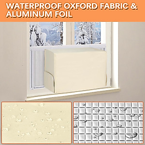 20.5"L x 14"H x 7.1"D Indoor Air Conditioner Cover for Midea U-Shaped Window Air Conditioner 8000/10000/120000 BTU, 3 Layers Insulation AC Cover for Midea , Window Air Conditioner Cover Inside, Beige