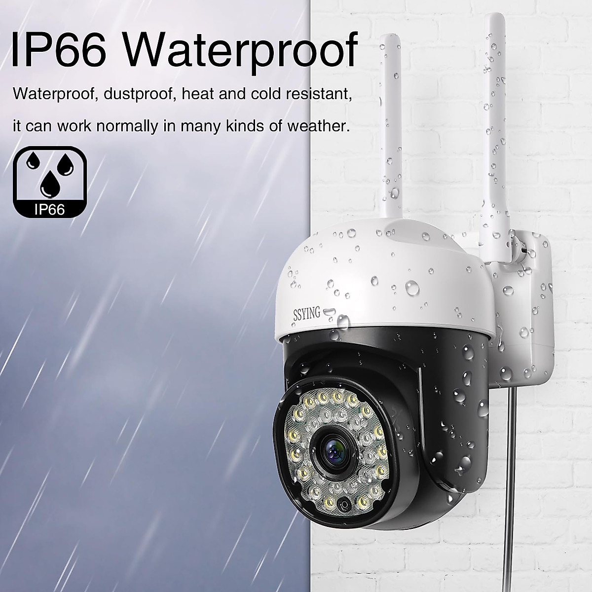 SSYING 2PCS Surveillance Outdoor Security Cameras, 5G/2.4G Wi-Fi Wireless 1080P Dome Home Cam with Phone App, 360°View Pan/Tilt, Color Night Vision, 2-Way Audio, IP66 Waterproof, Motion Detection