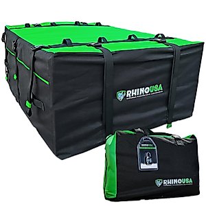 Rhino USA Rooftop Cargo Carrier for Car Storage (17.7 Cubic Feet) Heavy Duty Waterproof Roof Top Bag with Industrial Grade Zippers - Used for All Vehicle with/Without Rack Carriers - Lock Included