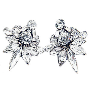 Art Deco Antique Vintage Gatsby Style Marquise Bridal Wedding Formal Rhinestone Cluster Statement Earrings