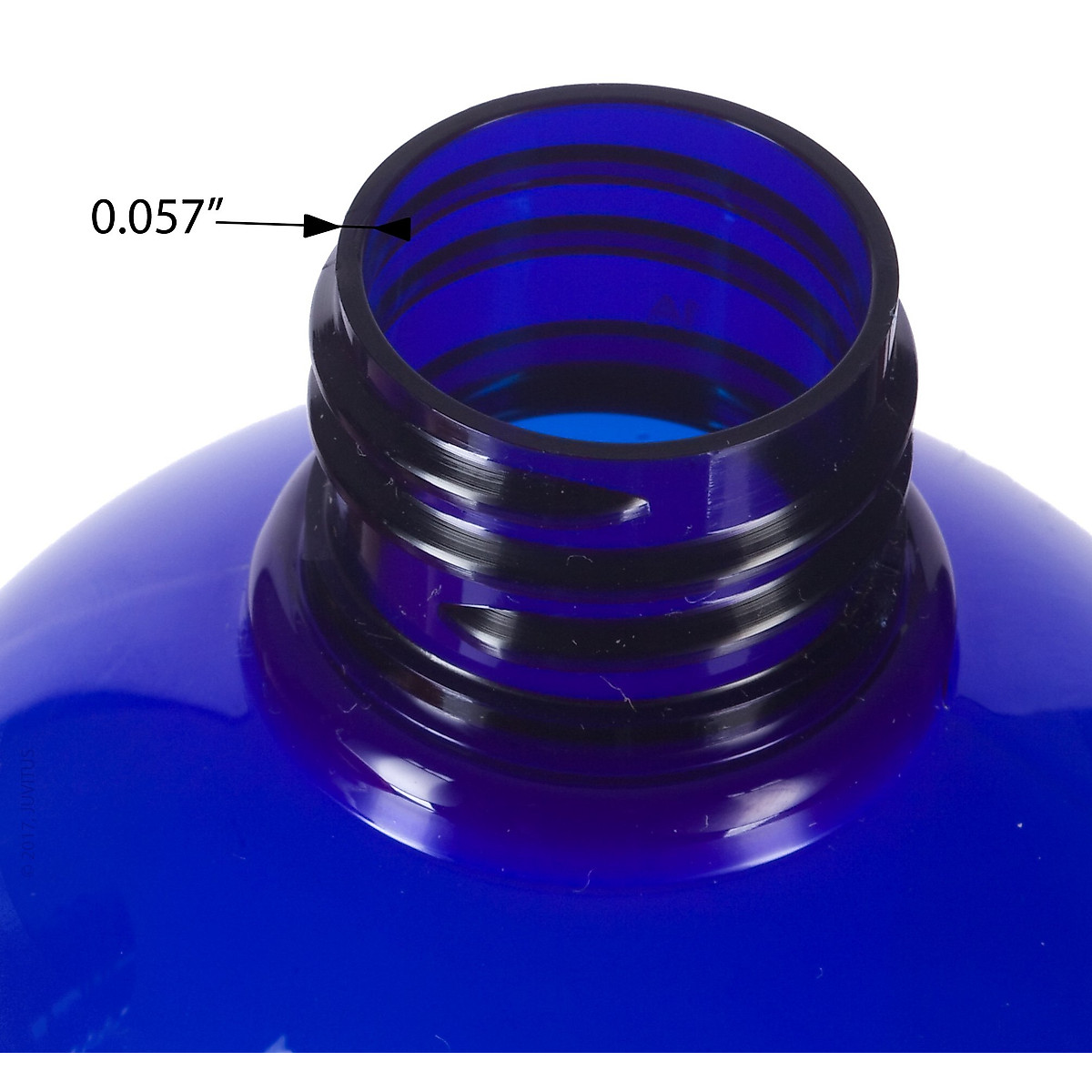 JUVITUS 32 oz Cobalt Blue Boston Round Plastic Bottles with White Heavy Duty Industrial Trigger Sprayer (4 Pack)