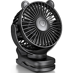 KIDEE Portable Clip on Fan, Small Desk Fan Battery Operated, 360° Rotation, Cute Design, 3 Speed, Mini Table Fan USB Rechargeable, Personal Cooling Baby Stroller Fan for Home Office Outdoor Travel