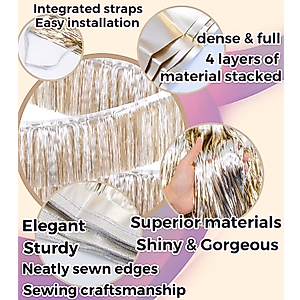 Premium Matte Champagne Gold Fringe Tassel Banner for Party Decoration -4 Layers Thick, 2 Pack | LILF Superior Tinsel Garland Party Streamer for Birthday Wedding Graduation Christmas Decoration