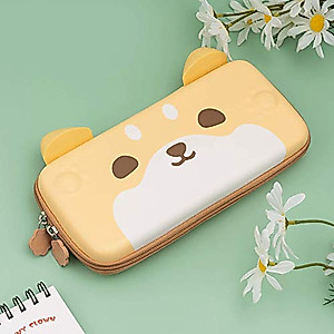 Geekshare Cute Dog Ear Carry Case Compatible with Nintendo Switch/Switch OLED - Portable Hardshell Slim Travel Carrying Case fit Switch Console and Accessories-A Removable Wrist Strap