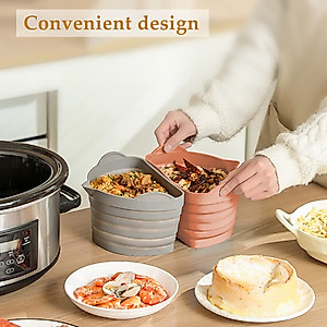 OFUN Slow Cooker Divider Liner fit 6-8 QT, Silicone Crock Pot Liners Reusable Pot Divider Insert Cooking Accessories - Dishwasher Safe, Leakproof, BPA Free (Grey+Beige)