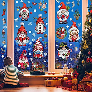 Christmas Winter Window Stickers, Christmas Classic Santa Claus Window Decals Clings for Xmas Home Office Glass Mirror Winter Holiday Party Decoration