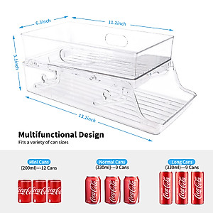 Lynndia 2-Tier Soda Organizer for Refrigerator, Foldable Automatic Rolling Can Organizer Dispenser, BPA Free Beverage Can Holder for Cupboard
