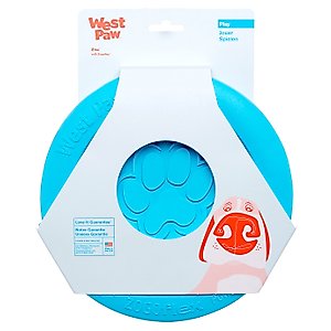 West Paw Zogoflex Zisc Dog Flying Disc, High Flying Aerodynamic Disc for Dogs Puppy – Lightweight, Floatable Disc for Fetch, Tug of War, Catch, Play – Doubles as Food/Water Bowl, Large 8.5", Aqua Blue