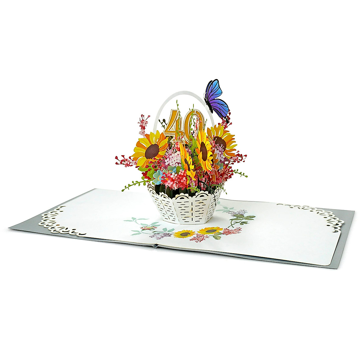 CUTPOPUP Birthday Card Pop Up, Mother's Day, 3D Greeting, Thank You Card (40th Sunflowers Bastket)