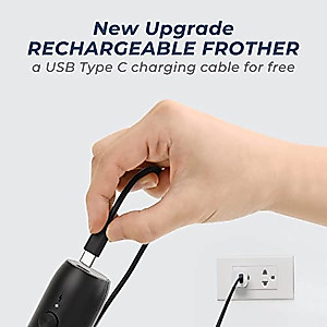 Milk Frother Rechargeable, Handheld Electric Whisk, MAEXUS USB-C Foam Maker for Lattes, Matcha, Cappuccino, Frappe, Hot Chocolate