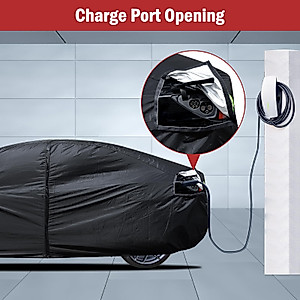 Custom Fit for Model 3 Car Cover 2017-2023 Waterproof All Weather Protection Full Exterior Cover Rain Snow UV Protection with Door Zipper Charging Port