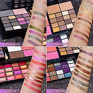 All In One Makeup Gift Kit - Ultimate Color Combination - 36 Eyeshadow, 28 Lip Gloss, 3 Blusher, 4 Concealer, 3 Contour Powder, 3 Brushes, 1 Mirror, 74 Colors Palette Set