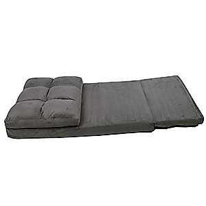 Loungie Micro-Suede 5-Position Adjustable Convertible Flip Chair, Sleeper Dorm Bed Couch Lounger Sofa, Grey