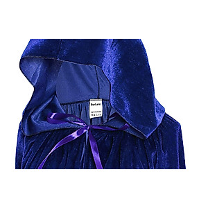 OurLore Unisex Full Length Hooded Robe Cloak Long Velvet Cape Cosplay Costume 59 inch(Blue)