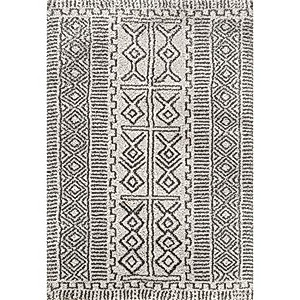 nuLOOM Hurley Tribal Shag Area Rug, 6' 7" x 9', Ivory