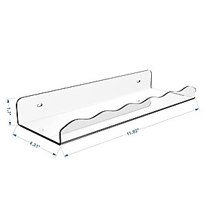 Clear Acrylic Floating Shelves Wall Mounted , Floating Shelves for Wall for for Storage, Bedroom Living Room Bathroom Kitchen and More,Self-Adhesive and Perforated Installation 2-pack (Transparent)