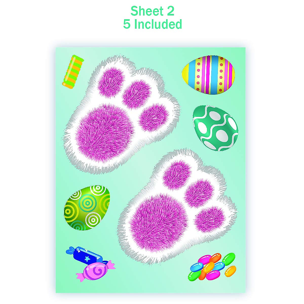 Easter Decorations Bunny Footprints Kit – 80 Total Paw Print Egg & Candy Floor Decals