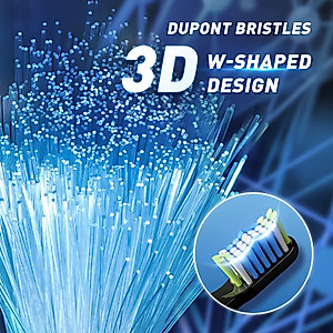 WHITEMPTER Sonic Electric Toothbrush for Adults, Rechargeable Sonic Toothbrush with 10 Brush Heads, Fast 2 Hr Charge Last 35 Days,Rechargeable Sonic Toothbrush with 40000VPM and 3 Modes (Black)