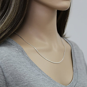 ARGENTO REALE Authentic 925 Sterling Silver Box Chain Necklace, Silver Box Link Necklace, Sterling Silver Chain 16-30 Inch, Made In Italy, Women Girls Boys Men