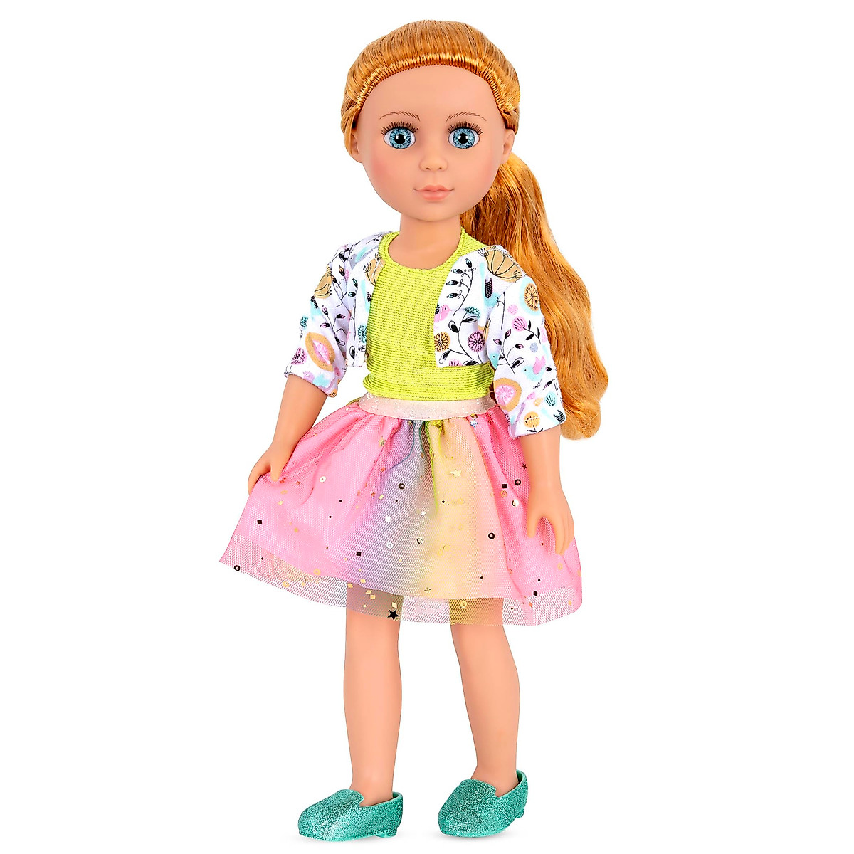 Glitter Girls Shimmer Glimmer Floral Fashion Doll Clothes & Accessories for 14 inch Dolls | Urban Top, Flower Jacket & Tutu Skirt Outfit – for 3+ Year Old Girls