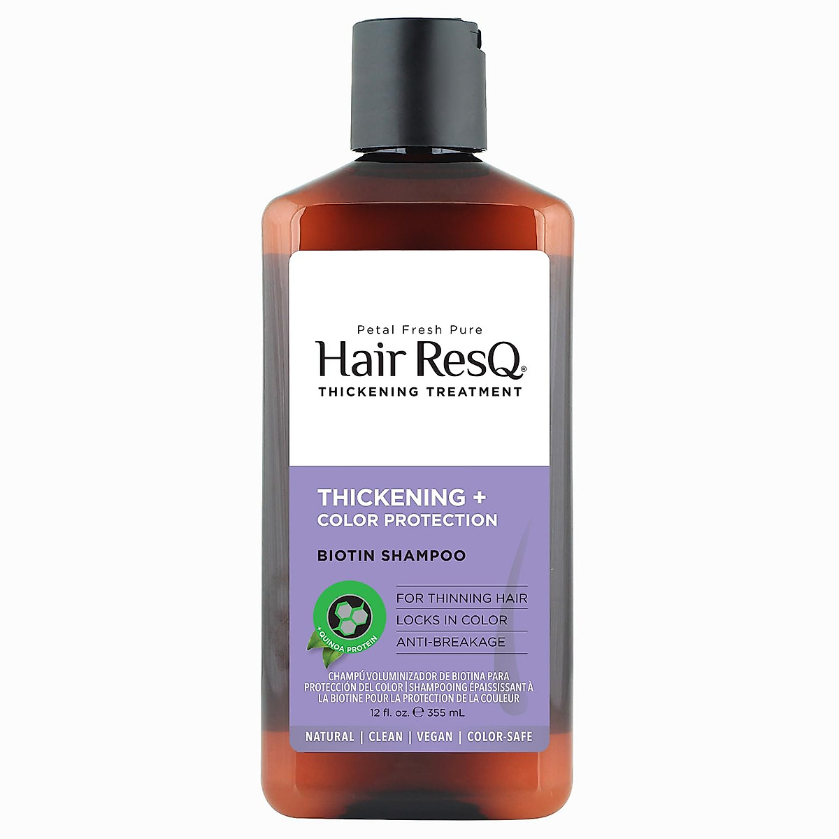 Petal Fresh Hair ResQ Color Protection Natural Thickening Biotin Shampoo for Thinning Hair, Locks in Color & Anti-Breakage, Vegan & Cruelty-Free, 12 fl oz