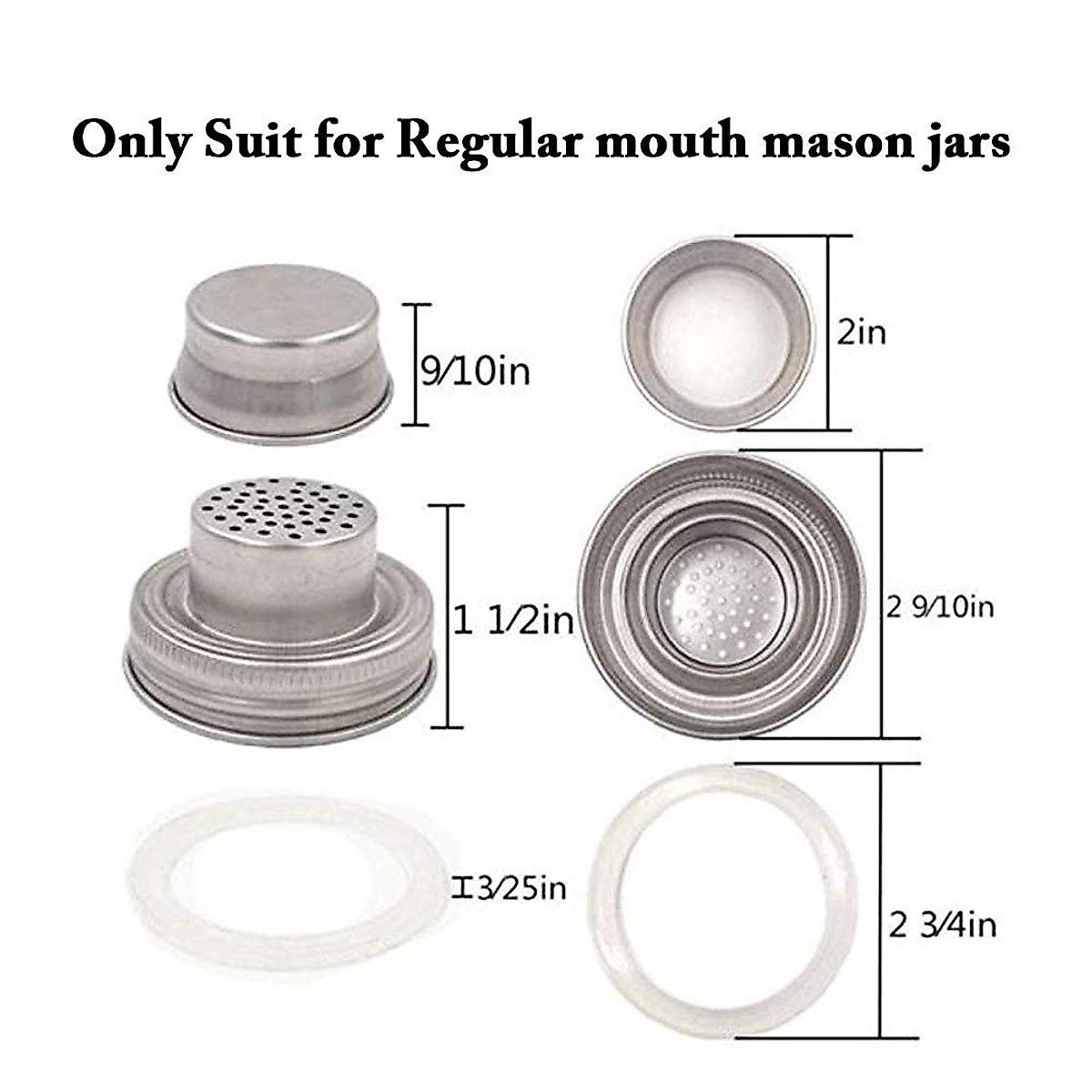 Mason Jar Liquor/Oil Pour Spout Dispenser, Sprouting Mason Jar Lid,Shaker Lid Shaker Dry Rub Lid - Cocktail, Mix Spices, Dredge Flour, Sugar Pack of 6