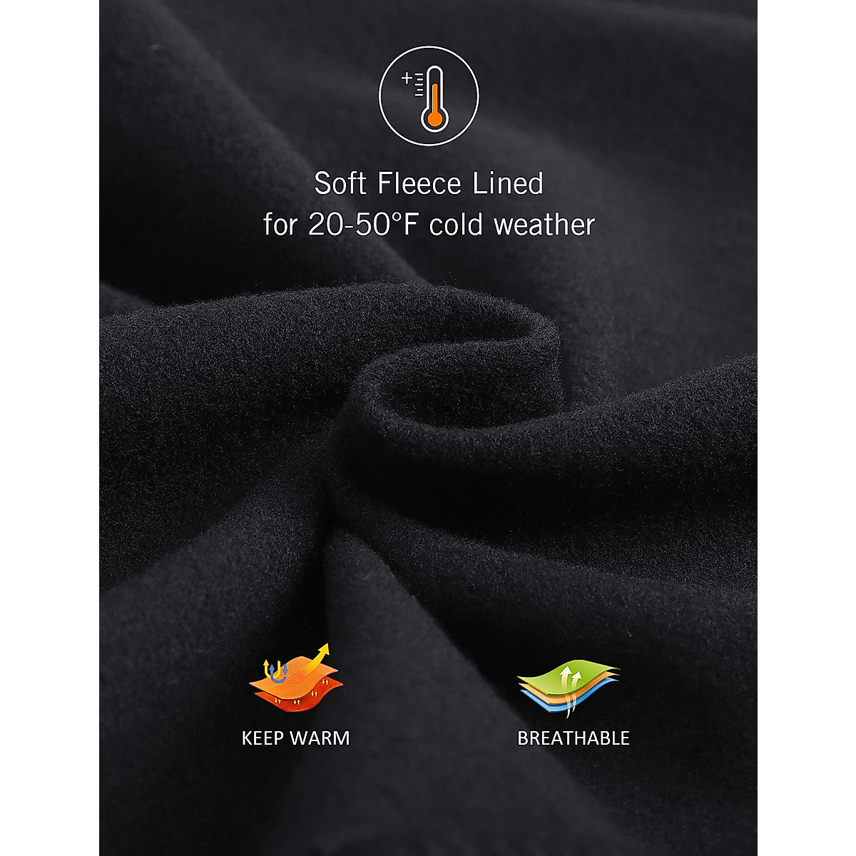 BALEAF Men's Fleece Lined Sweatpants Winter Athletic Workout Cold Weather Thermal Warm Open Bottom Pants with Zipper Pockets Black S