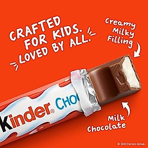 Kinder Chocolate, 18 Four Count Packs, Milk Chocolate Bar with Creamy Milky Filling, Individually Wrapped Candy, 1.8 oz Each