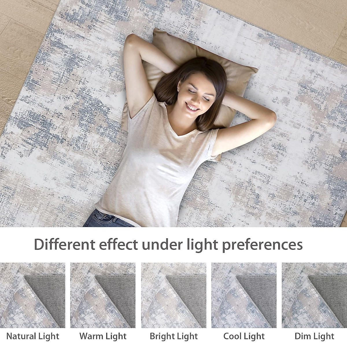 ROYHOME 9x12 Area Rug Large Machine Washable Modern Abstract Area Rug Contemporary Stain Resistant Non-Slip Accent Rug Foldable Floor Cover Carpet Rug for Living Room Bedroom Home Decor, Grey/Taupe