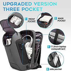 BANGE Anti Theft Backpack With TSA Lock,Waterproof Backpacks With YKK Zipper, High Tech Business Backpack For Men And Women, Laptop Backpack Fits For 17.3 Inch Notebook…