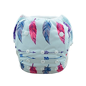Babygoal Baby Swim Underwear for Swim lesson, Reuseable Washable Adjustable Swiming Diapers Girl color SW20, one size( 0-2 years), Feather