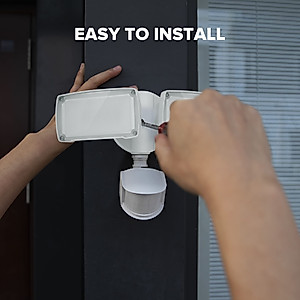 LUTEC 38W 3500 Lumen LED Motion Activated Integrated Dual-Head Floodlight Outdoor with Motion Sensor, 5000K Daylight, Dusk to Dawn, Exterior Security Wall Light for Patio, Garden, Yard(White)