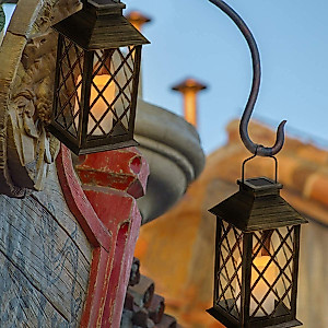 Solar Lantern NB-4 Solar Lantern Hanging Lanterns Waterproof LED Flickering Flameless Candle Mission Outdoor Garden Decorative Lights - Bronze 34.5x14x14cm