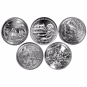 2017 D Complete Set of 5 National Park Quarters Uncirculated