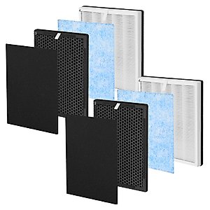 iSingo RP-AP001 H13 True HEPA Replacement Filter Set, Compatible with RENPHO RP-AP001, RP-AP001S, RP-AP002, Part # RP-AP001, 2 Ture HEPA Filter+ 2 Charcoal Filter+2 Activated Carbon Filter