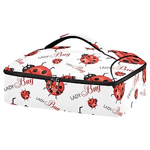 NFMILI Casserole Carrier for Hot and Cold Watercolor Ladybugs Print, Insulated Food Delivery Bag Reusable Warmer Carrier Bag with Inner Pocket Aesthetic Print 15.75×11.81×3.94 inch