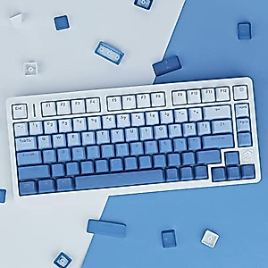 JOLINTAL 123 Keys Gradient Blue Keycaps, PBT Double Shot Dying Positive Engraved Translucent Keycaps, Ocean OEM Profile Keycaps for Mechanical Keyboard Gaming Keyboards