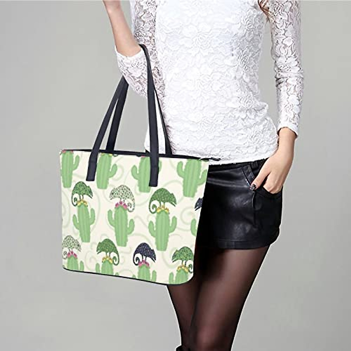 Womens Handbag Cactus Leather Tote Bag Top Handle Satchel Bags For Lady