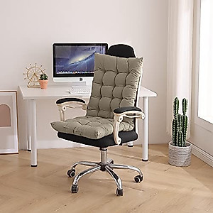 Tiita Rocking Chair Cushion with Ties Overstuffed Seat Back Cushion Pad Tufted Pillow for Outdoor Indoor Home 21" x 17"/17" x 17", Light Brown