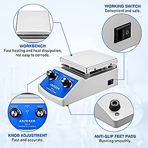 ANZESER Magnetic Stirrer Hot Plate, 100-2000rpm Magnetic Hotplate Stirrer, 180W Heating Power 716℉ Hot Plate Stirrer, 5×5 Inch Magnetic Stir Plate