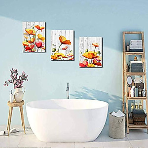 Bedroom Decoration kitchen Wall Artworks Canvas Wall Art for Living Room, 3 piece bathroom Wall decor Yellow flowers Watercolor painting posters Pictures office restaurant wall painting Home decor