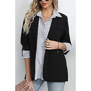 Diosun Womens Striped Button Down Shirts Classic Long Sleeve Stylish Collared Office Work Blouses Tops (Large, Grey)