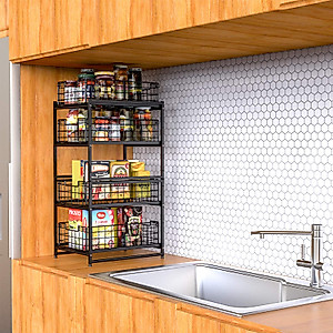 FavoThings Under Sink Cabinet Organizer 2-Tier Stackable Storage Shelf with Sliding Baskets Drawers for Kitchen, Bathroom, Office, Black