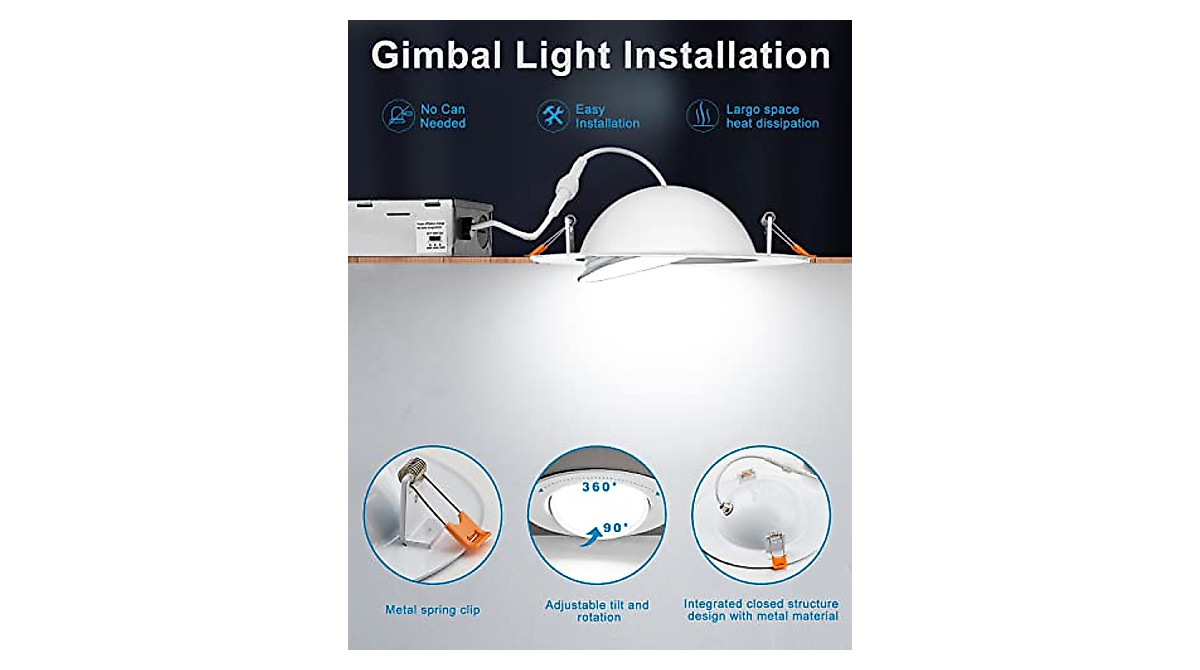6Pack 𝗠𝗲𝘁𝗮𝗹 LED Downlight and Gimbal Recessed Lighting 6 inch ...