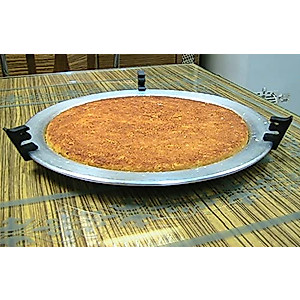 DLK - 18'' XXL - Big Aluminum Kunefe Tray, Kunafa Plate set, Kunefe Pan for Sweet ,Kunafeh or Kadaifi, Silver