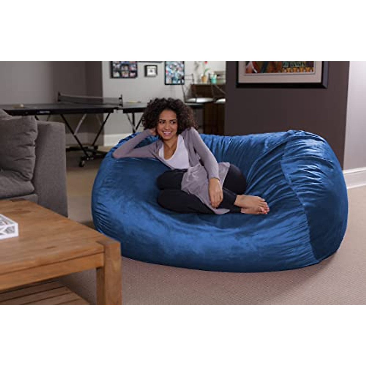 Sofa Sack - Plush Bean Bag Sofas with Super Soft Microsuede Cover - XL Memory Foam Stuffed Lounger Chairs For Kids, Adults, Couples - Jumbo Bean Bag Chair Furniture - Royal Blue 6'